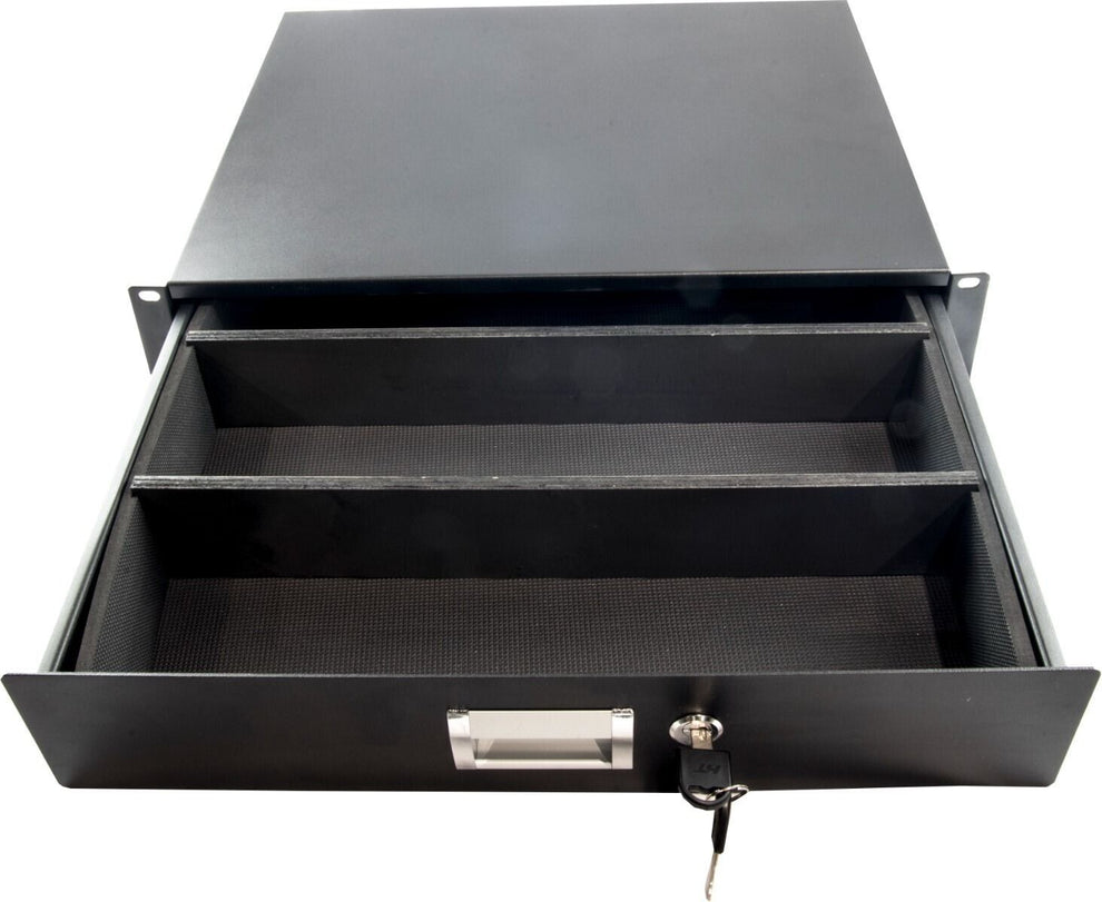2RU shallow 19" Rack Mount Drawer Equipment Cabinet Locking Lockable ...