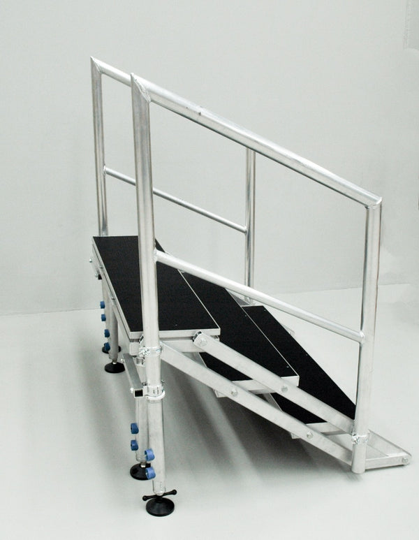 2-STEP ADJUSTABLE, FOLDING STAIRS FOR STAGE 400-600MM HIGH WITH HANDRA ...