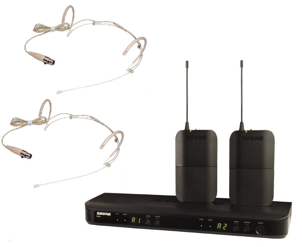SHURE BLX188 PT30X WIRELESS DUAL SLIMLINE HEADSET MICROPHONE SYSTEM ...